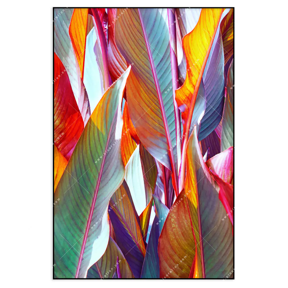 🖼️ LED-Wandbild - Blätter in bunten Farben im Hochformat – Picoration ...