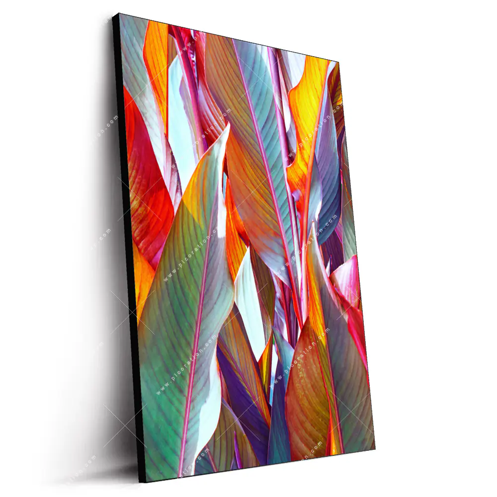 🖼️ LED-Wandbild - Blätter in bunten Farben im Hochformat – Picoration ...
