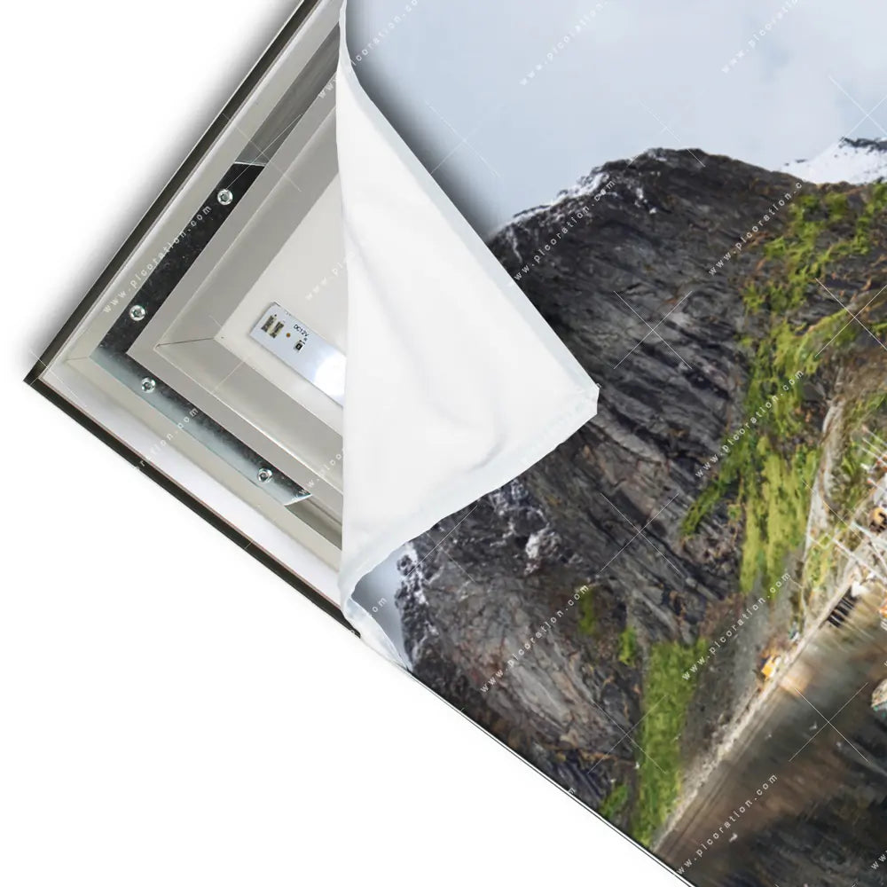 🖼️ LED-Wandbild - Frühling in Norwegen im Hochformat
