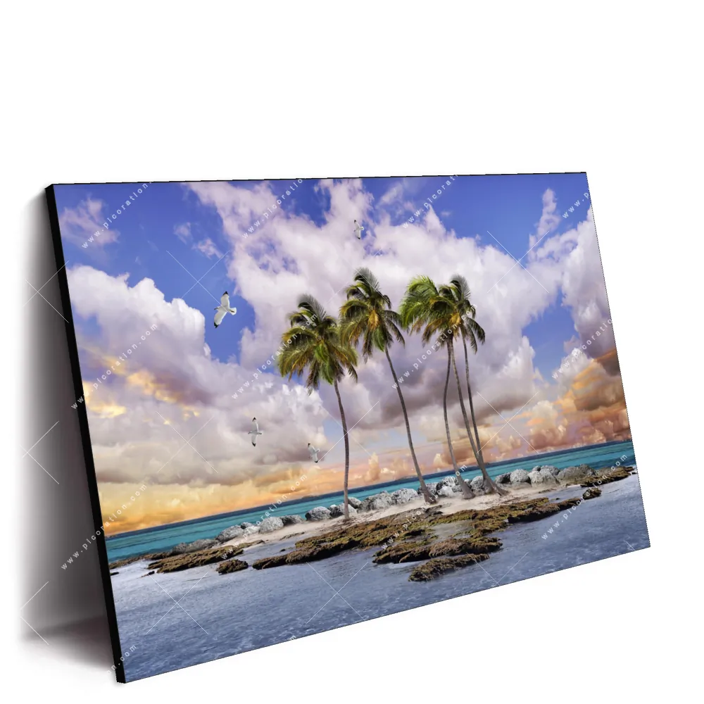 🖼️ XXL-Wandbild - Palmen auf Insel im Querformat – Picoration® - Big ...