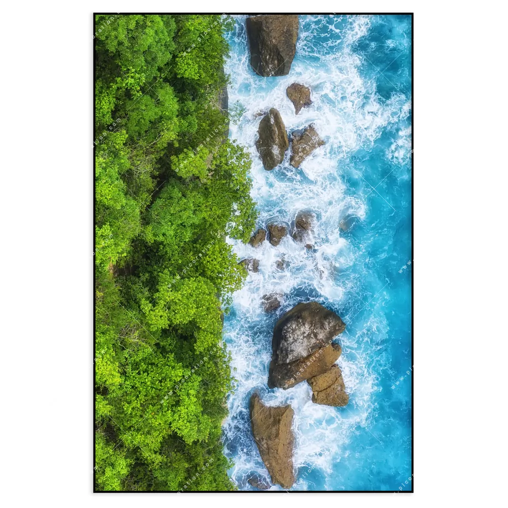 🖼️ XXL-Wandbild - Wald & Meer im Hochformat – Picoration® - Big Wall Design